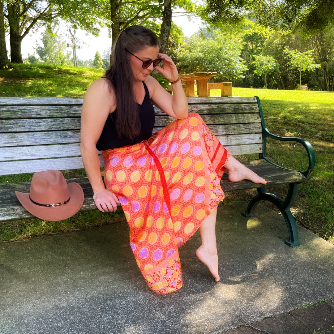 Sari wrap skirt SIZE 10-16 MIDI – Amy & Ella